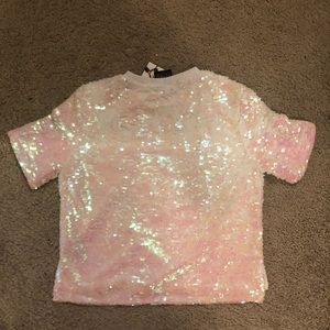 Tops | Nwt Pink Sequin Shirt | Poshmark